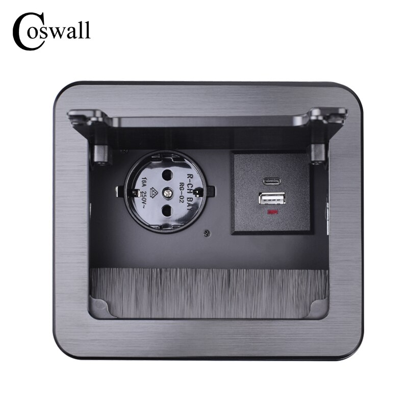 COSWALL Matte Black Aluminum Body EU Outlet + Type... – Grandado