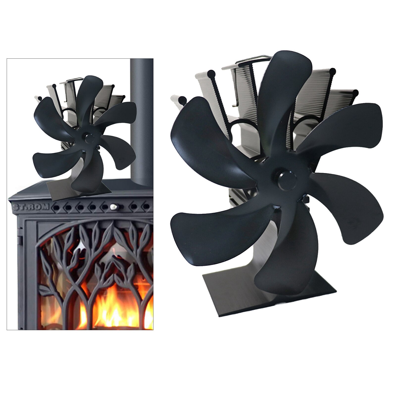 6 Blades Kachel Ventilator Warmte Aangedreven Hout... – LovingPrices