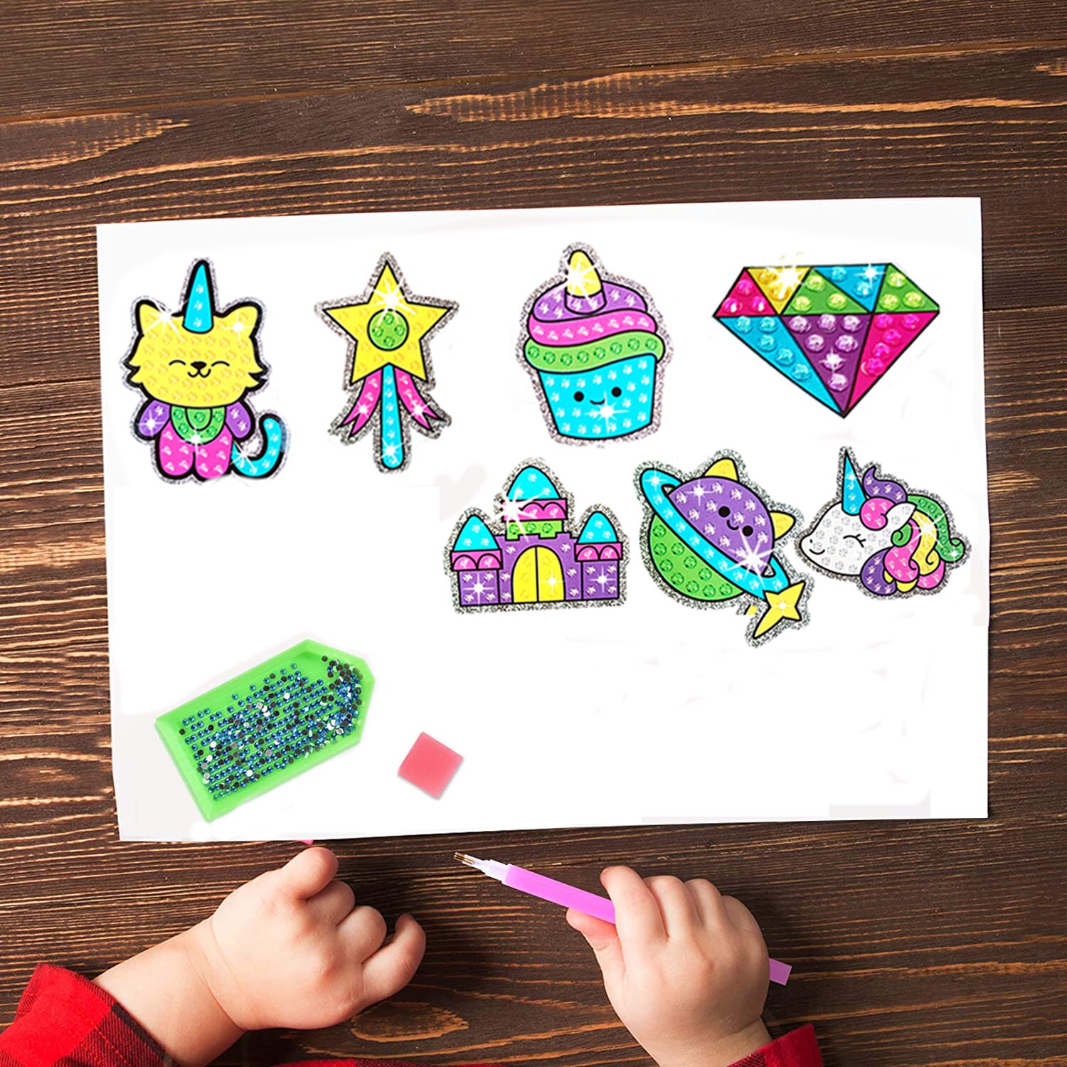 16pcs Kids DIY 5D Big Gem Diamond Painting Kit Cut... – Grandado