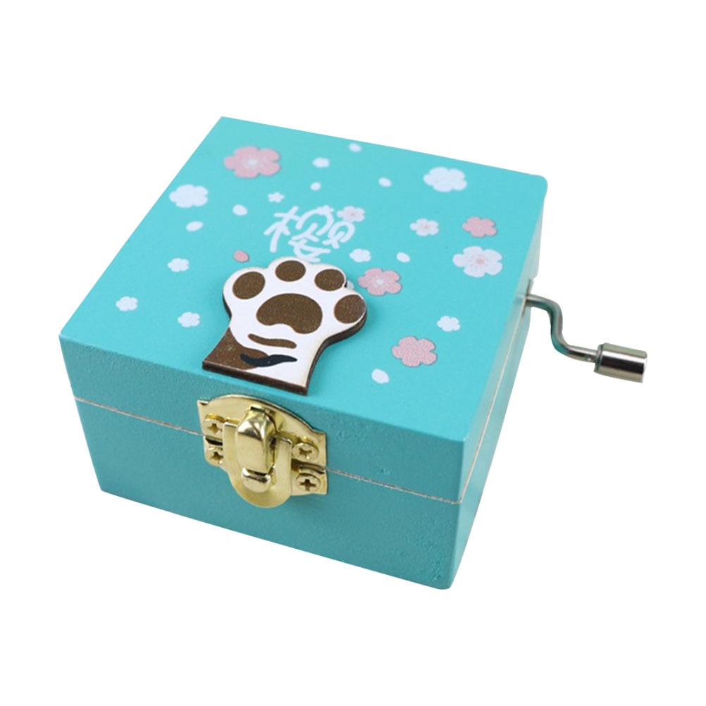 1 Pc Hand Shake Music Box Cat Claw Printing Wooden... – Vicedeal