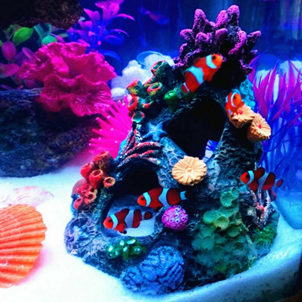 1pc Resin Coral Rock Plant Aquarium Mountain Decor... – Grandado