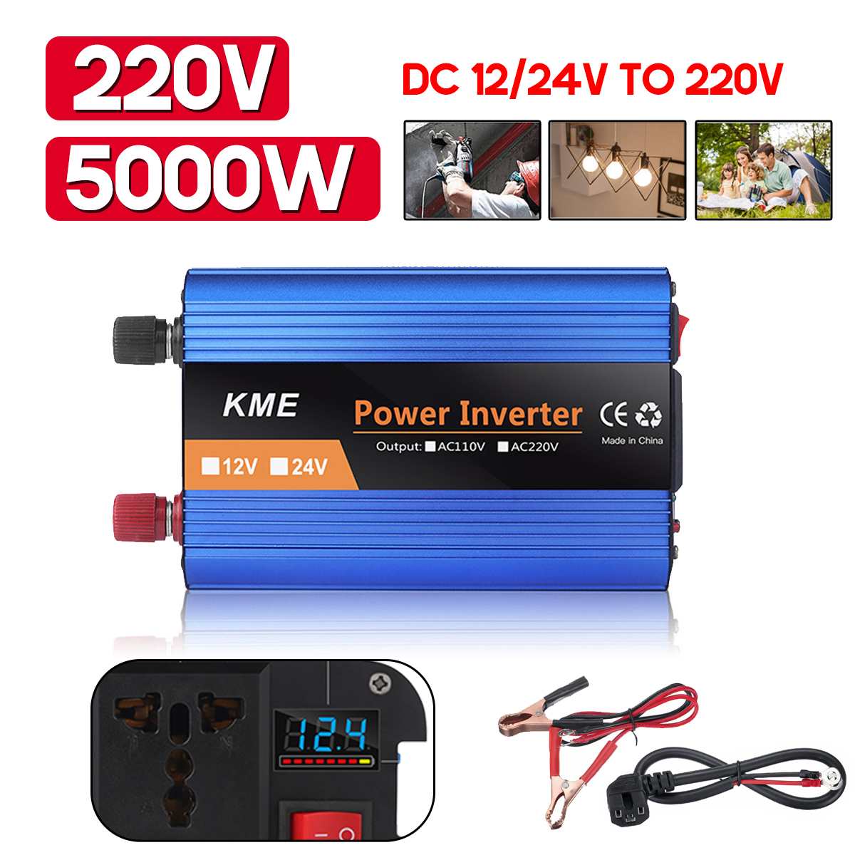 Inversor Solar de 5000W DC 12/24V a AC 220V, conve... – Grandado