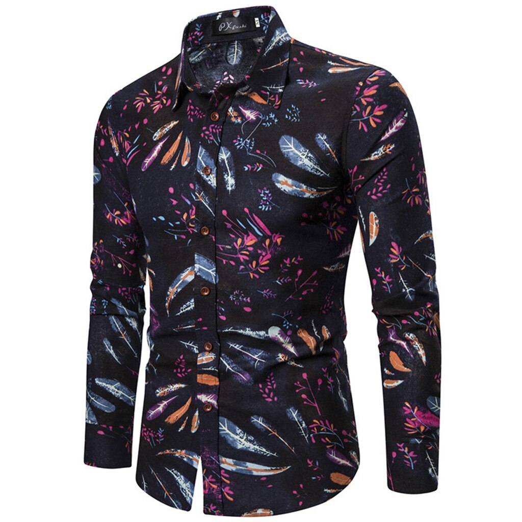 Kancoold Mannen Casual Shirt Splicing Gedrukt Rege... – Grandado