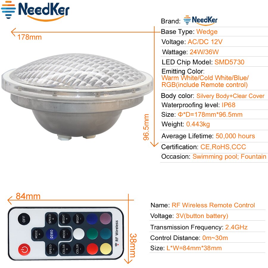 RGB Led Piscina Light 24W 36W Led Swimming Pool Li... – Vicedeal