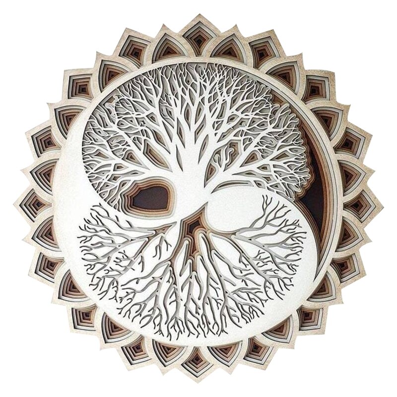 Wooden Tree Of Life Mandala Wall Decor Wooden Artw... – Vicedeal