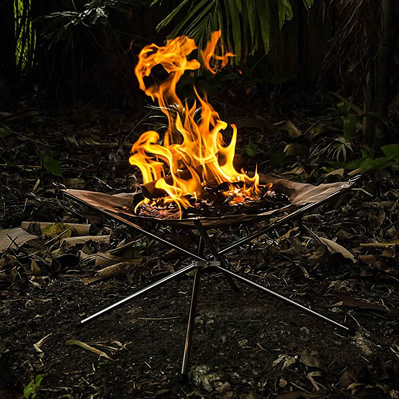 Outdoor Fire Burn Pit Stand Portable Camping Solid... – Grandado