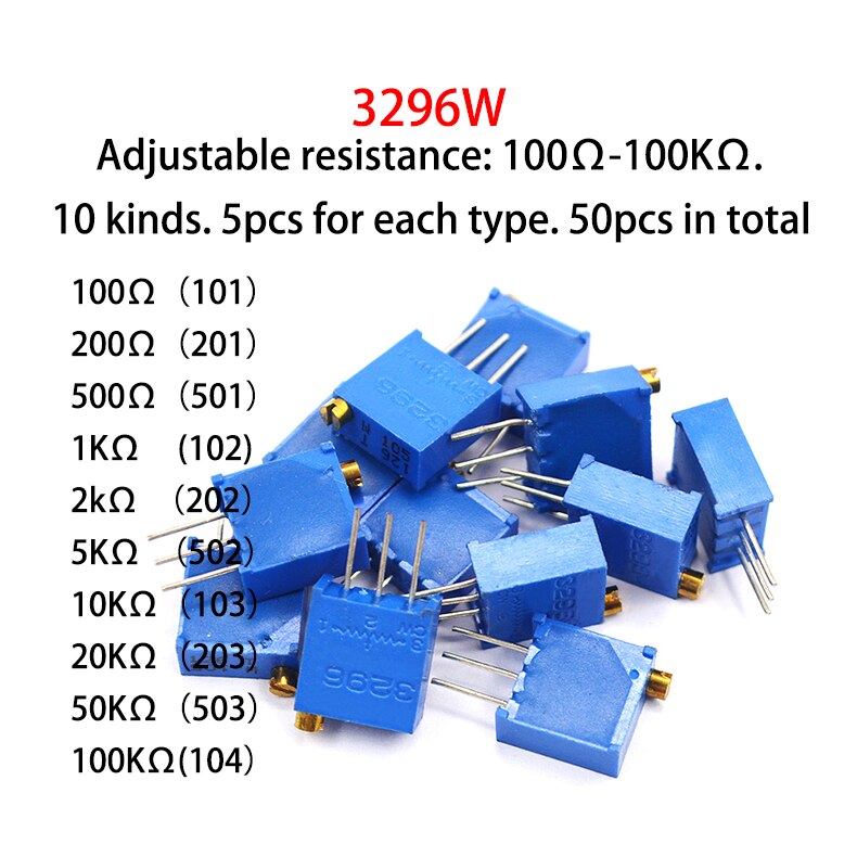 50 Teile/los 3296W Multiturn-trimmpotentiometer Ba... – Grandado