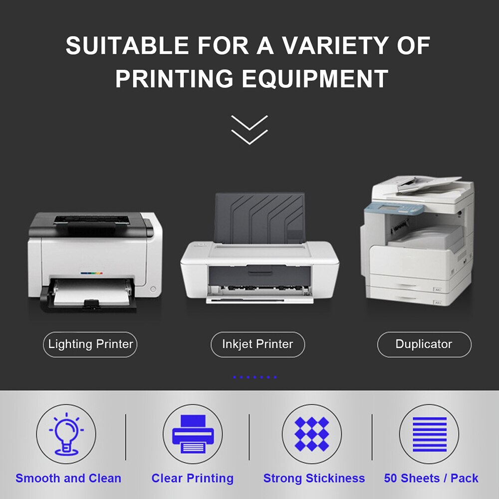 50 Sheets Sticker Paper White Matte Adhesive Label... – Grandado