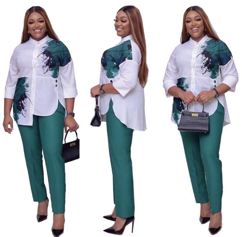 Summer African Women Two Pieces Sets Top and Pant ... – Grandado