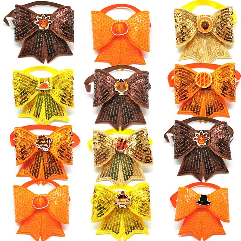 50pcs Thanksgiving Dog Bowties Hair Bows Accessori... – Vicedeal