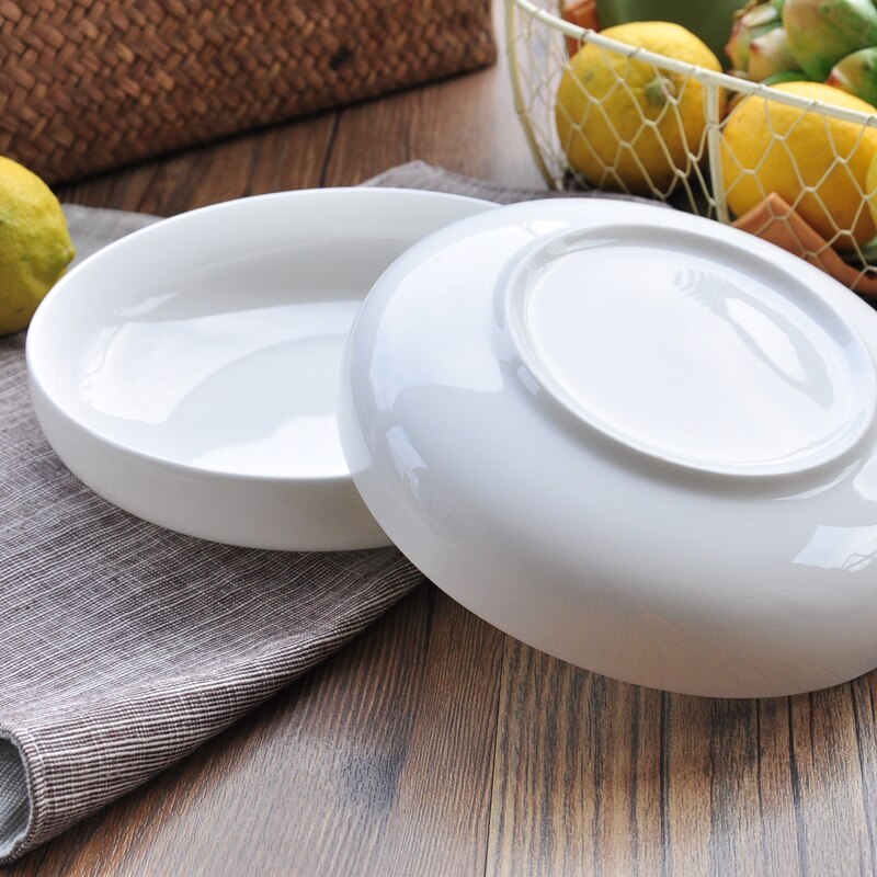 10 Inch Pure White Deep Plate Bone China Ceramic D... – Grandado