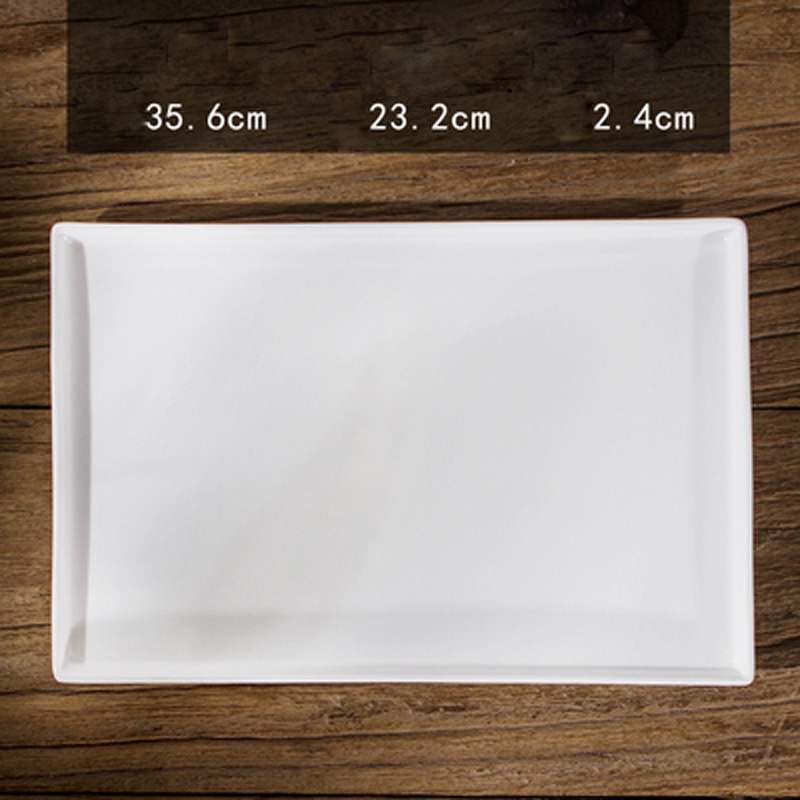 Pure white ceramic tray, rectangular fruit tray, t... – Grandado