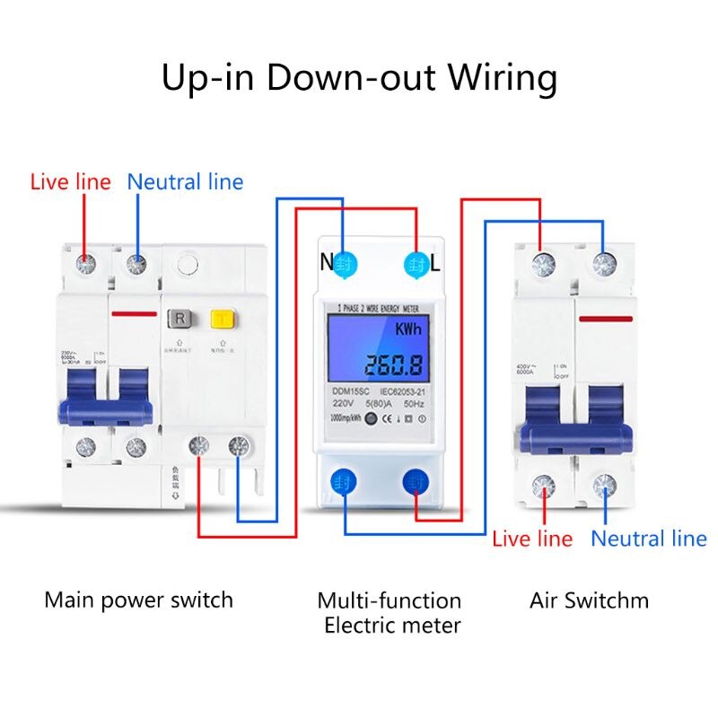 LCD Backlight 1Phase 2Wires 5(80A) Energy Meter Di... – Vicedeal