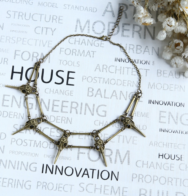 The RAVEN Pendant Necklace Antiqued Brass Bird Sku... – Grandado