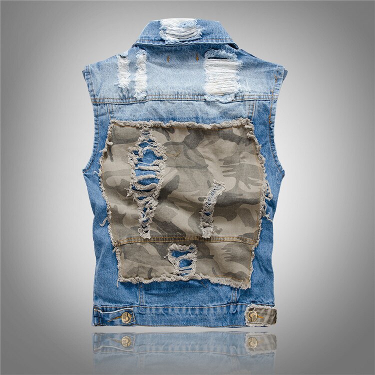 Laamei Ripped Jean Jas Heren Denim Vest Hip Hop Je... – Vicedeal