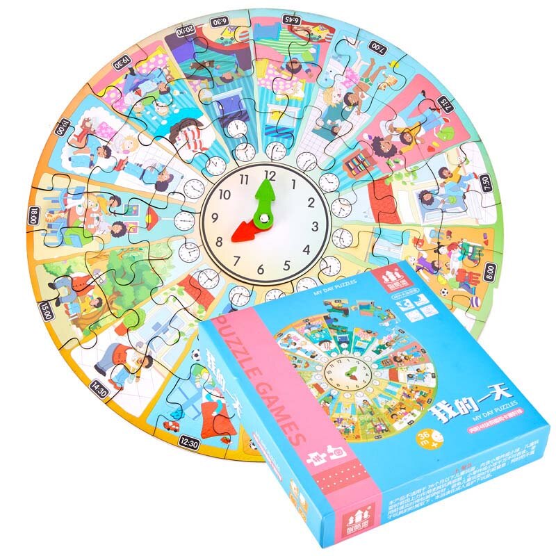 wooden clock puzzle time seasonal cognitive puzzle... – Grandado