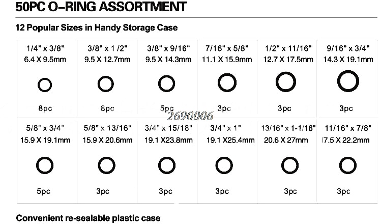 50Pcs Rubber O-Ring Assorted Sizes Kit For Plumbin... – Grandado