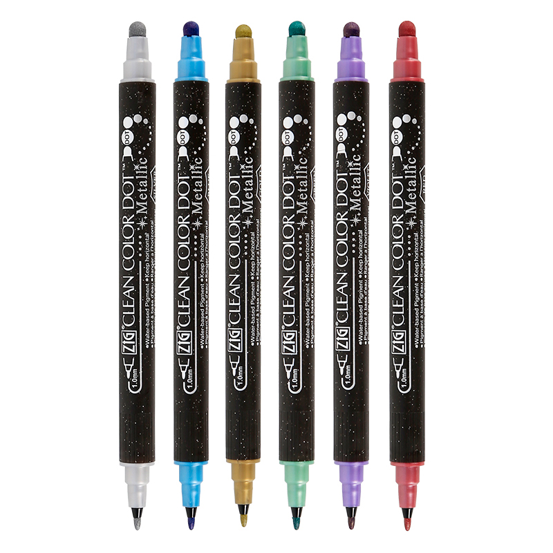 6colors ZIG Kuretake Clean Color Dot Marker Pen Me... – Grandado