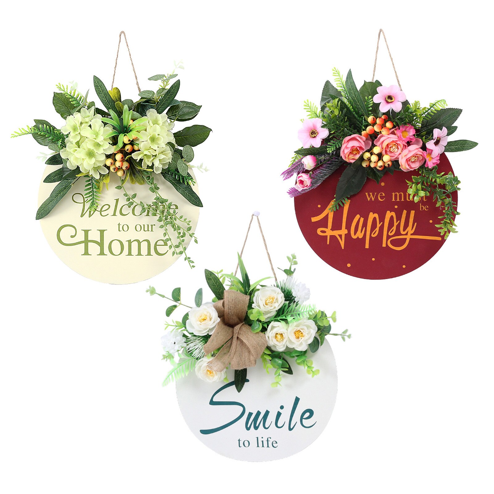 Welcome Sign Spring Sunflower Wreath Artificial Fl... – Grandado