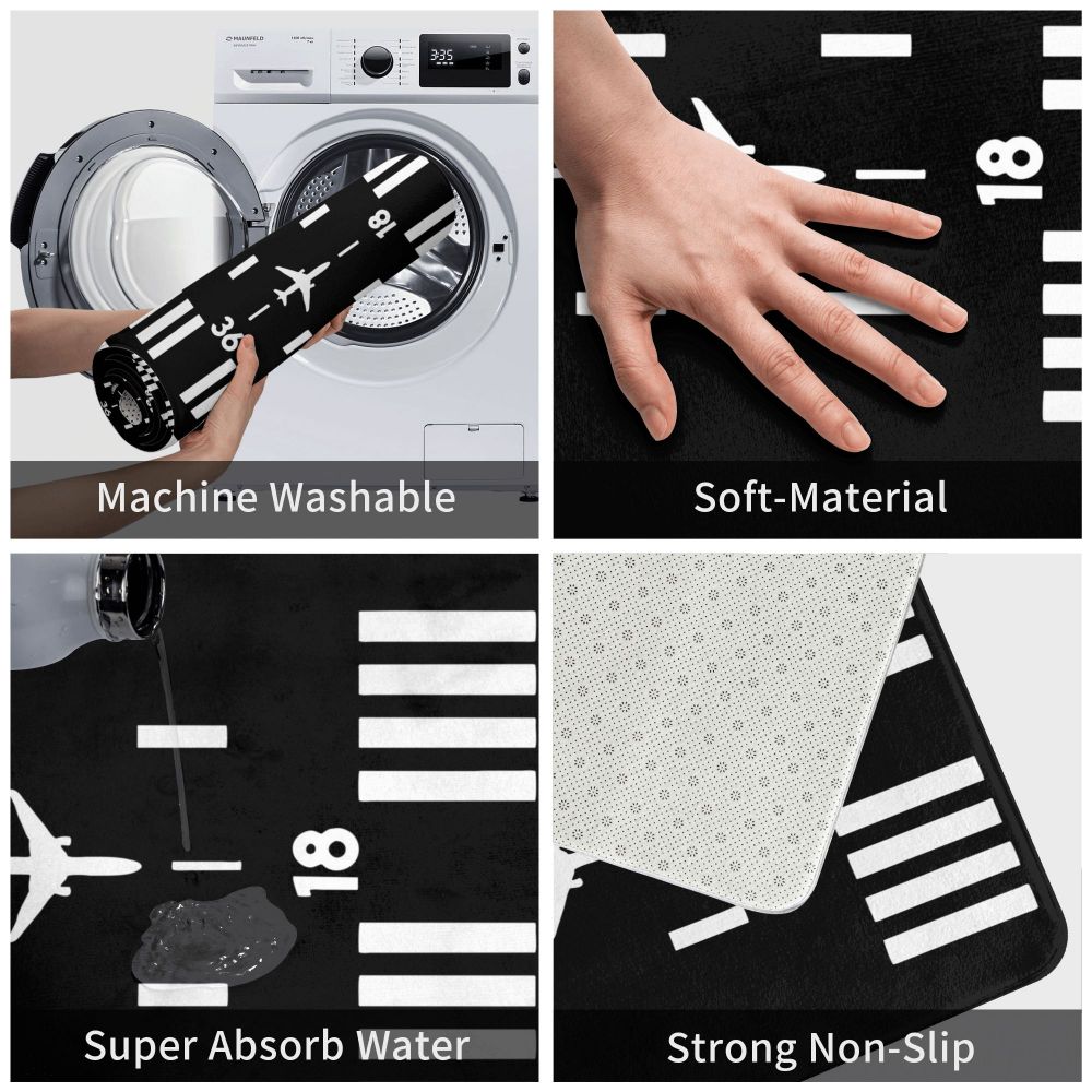 Airport Runway Doormat Flannel Bath Mat Anti-Slip ... – Grandado