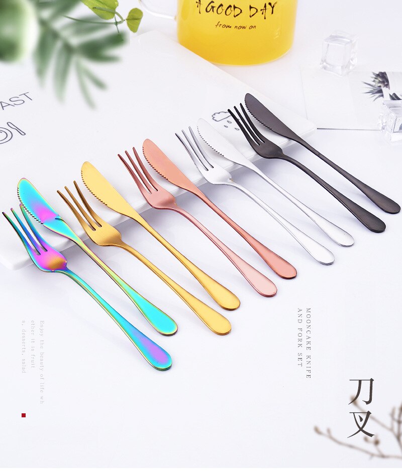 2pcs set, colorful stainless steel cake forks and ... – Vicedeal