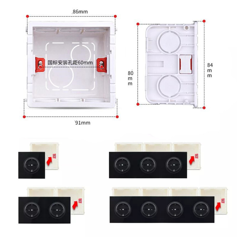 Standard Mounting Box Wall Hidden 86Type square Ca... – Vicedeal