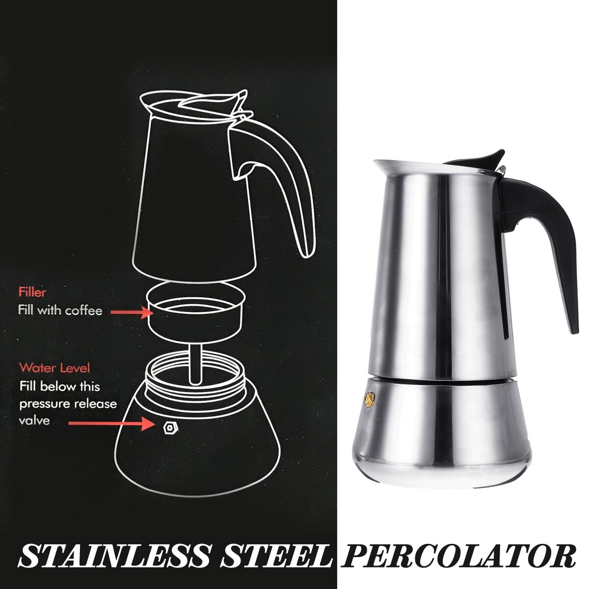 9 Cups 450ML Stainless Steel Coffee Pots Mocha Lat... – Vicedeal