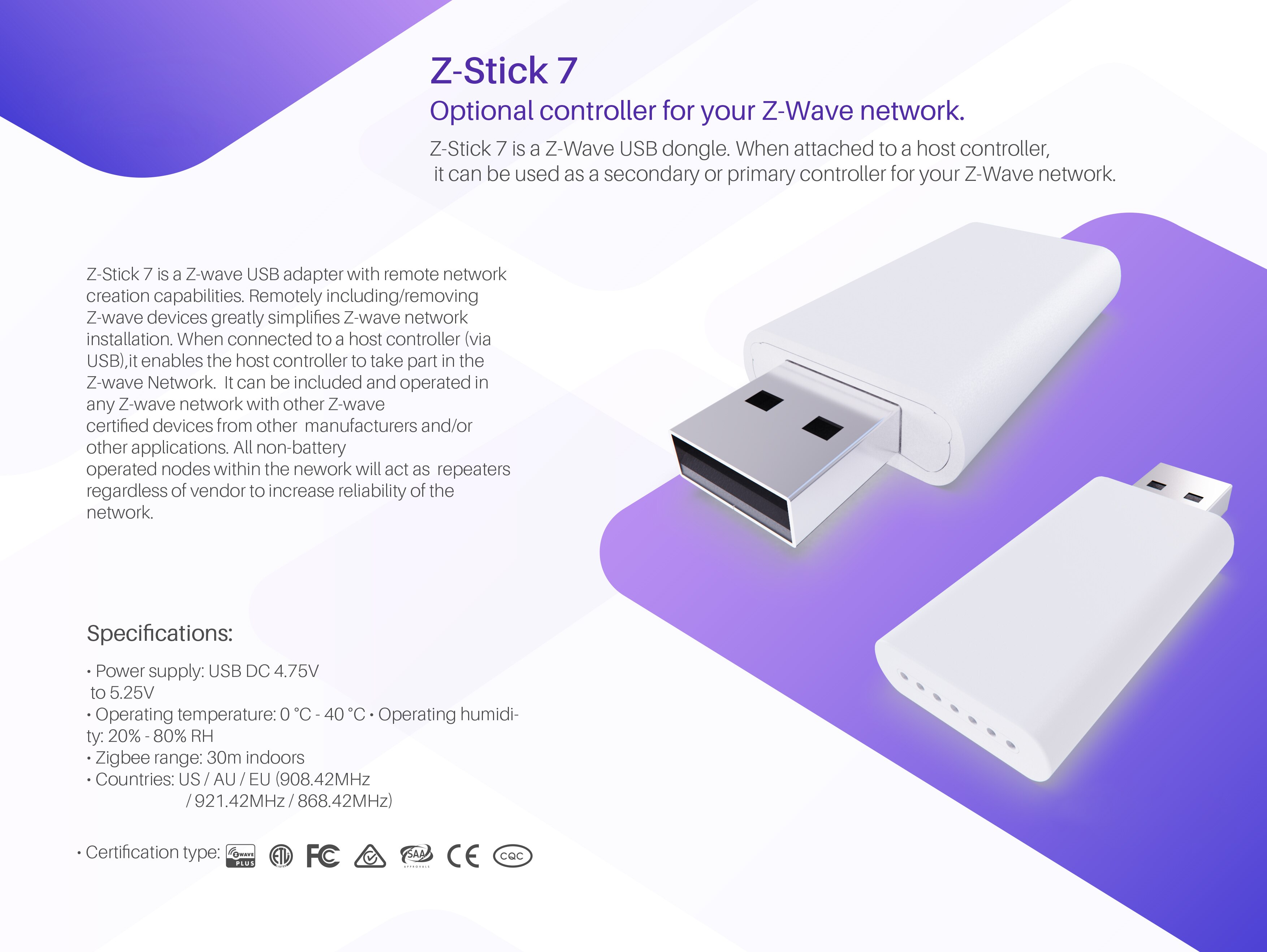 Z Wave USB Dongle USB Stick EU 868.42MHz US 908.4M... – Grandado