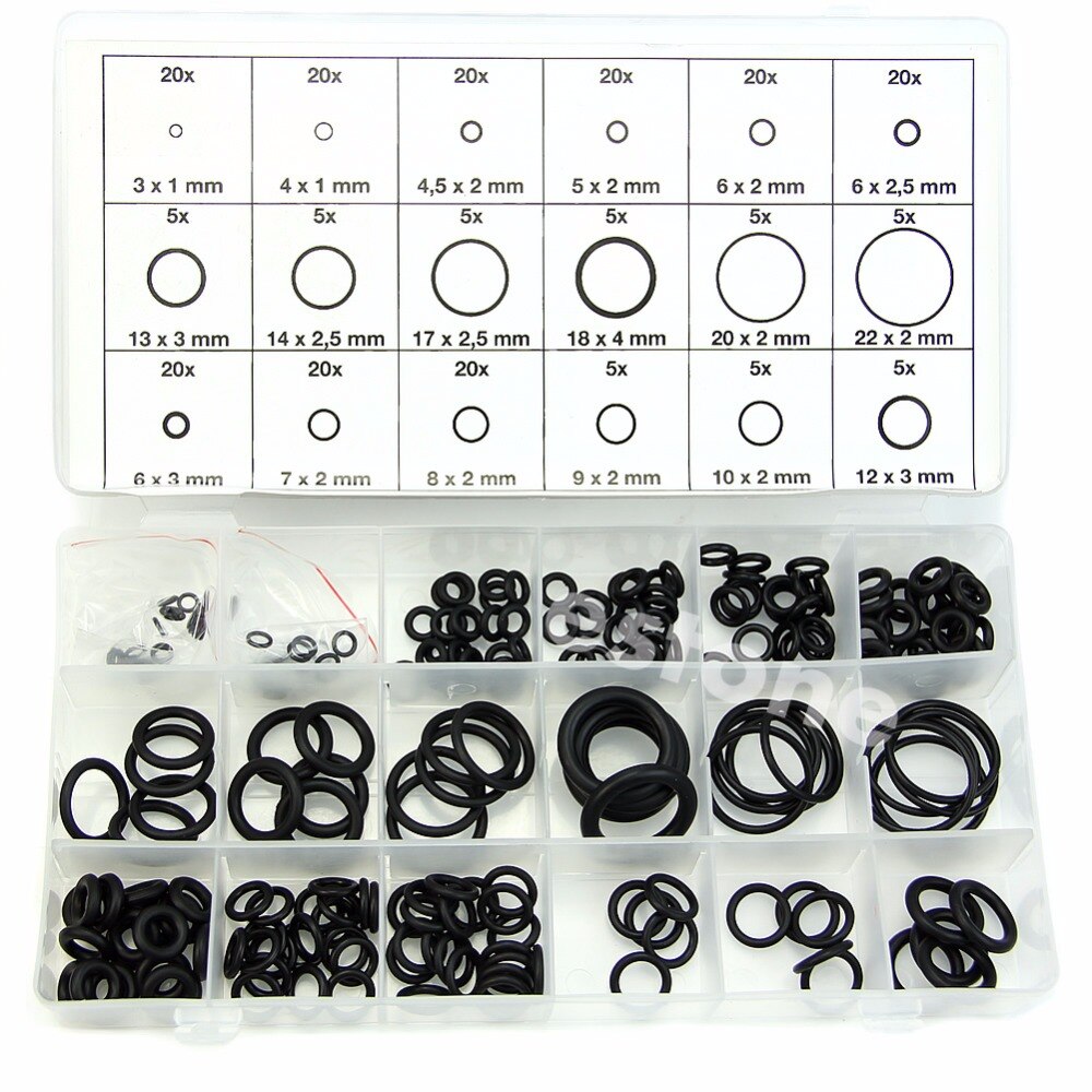 Zwart 225 Pcs Rubber O Ring O-Ring Washer Seals As... – Vicedeal