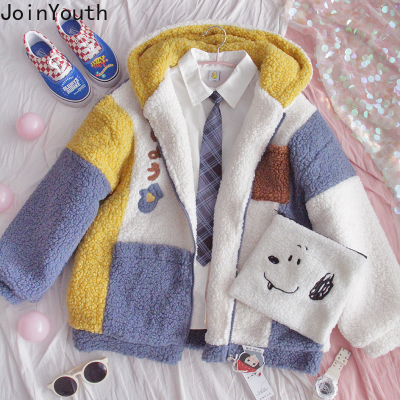 Joinyouth Patchwork Contrast Color Jackets Winter ... – Grandado