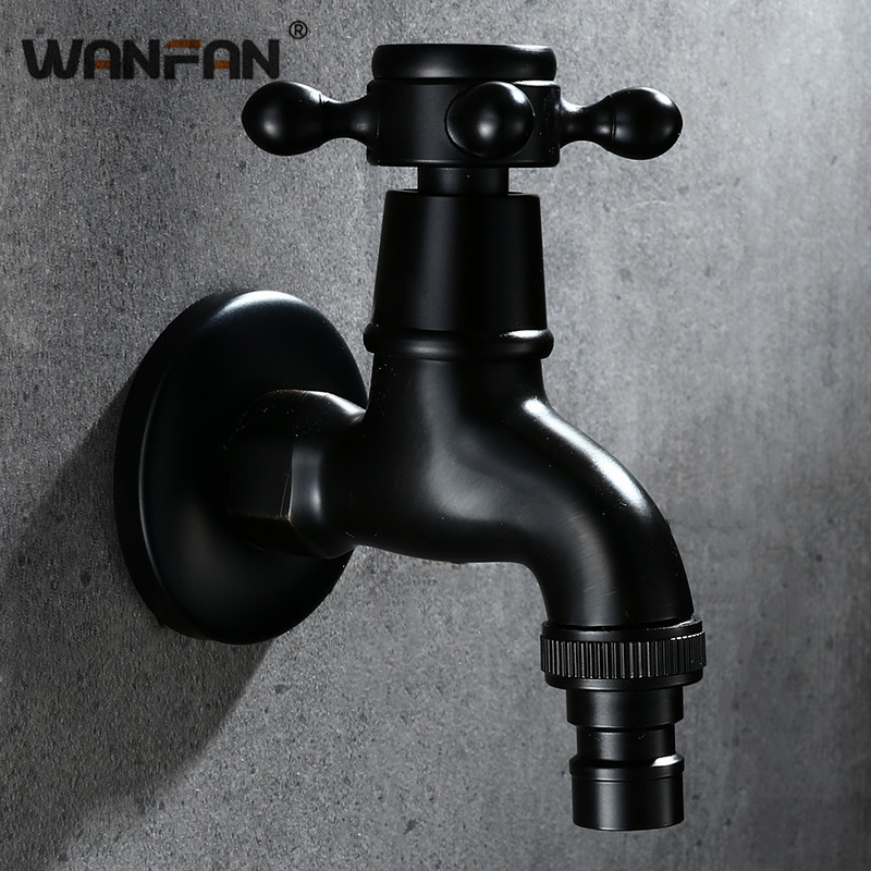 Bibcocks Koud Water Zwart Kraan Messing Muur Klein... – Grandado