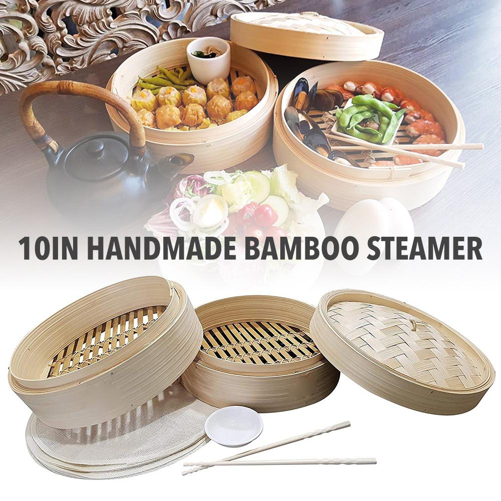 10 inch handgemaakte bamboe stoommand met eetstokj... – Vicedeal