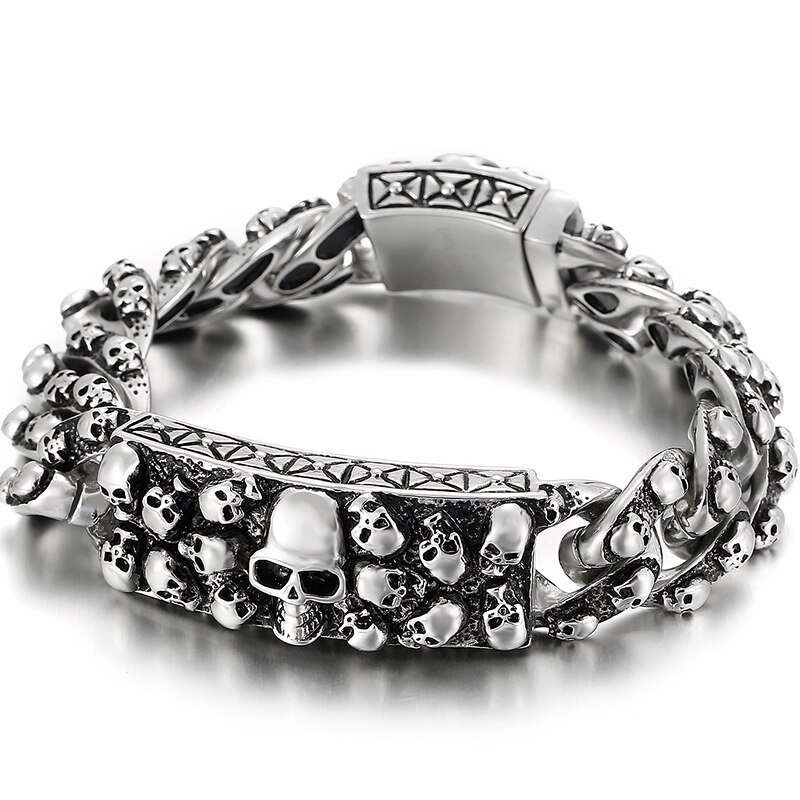 Punk Rock Skull Bracelets for Men Titanium Steel S... – Vicedeal