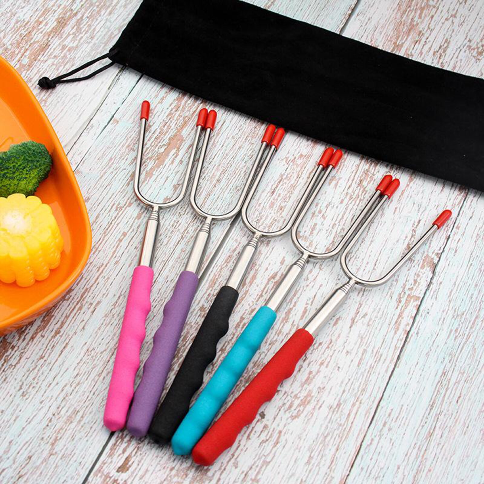 5pc Roasting Smokes Sticks BBQ Telescoping Forks f... – Grandado