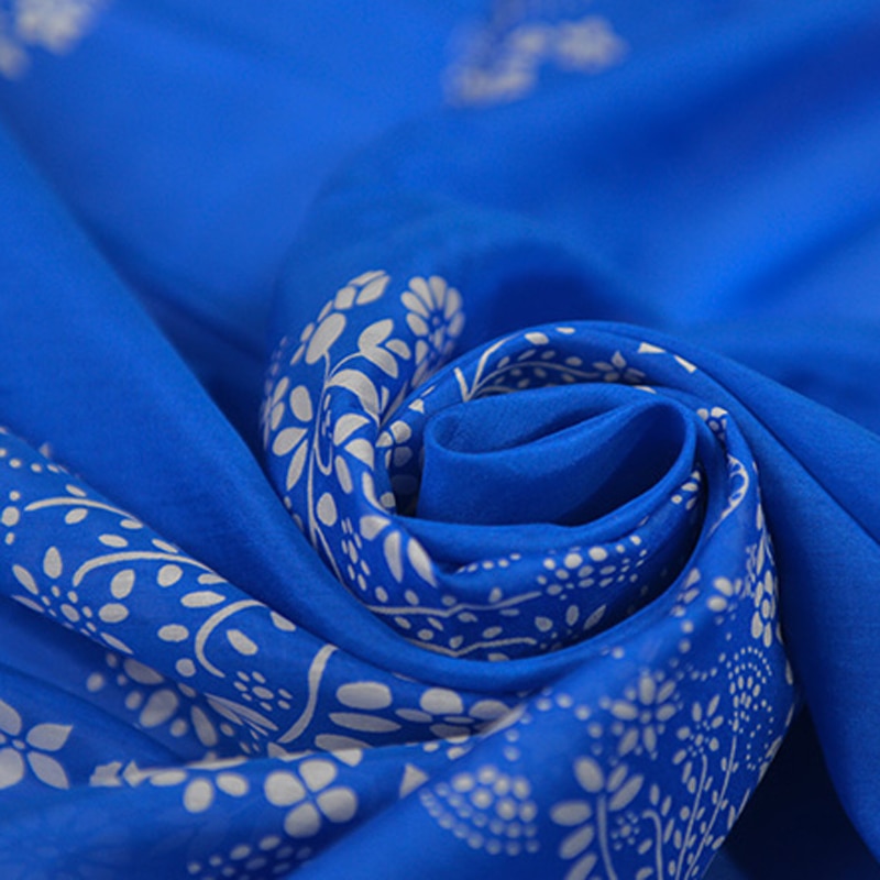 100cm*135cm Chinese Blue Flower Silk Cotton Gauze ... – Grandado