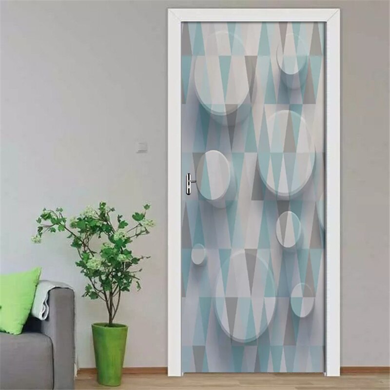 3D Nordic Geometric Pattern Door Sticker Living Ro... – Grandado
