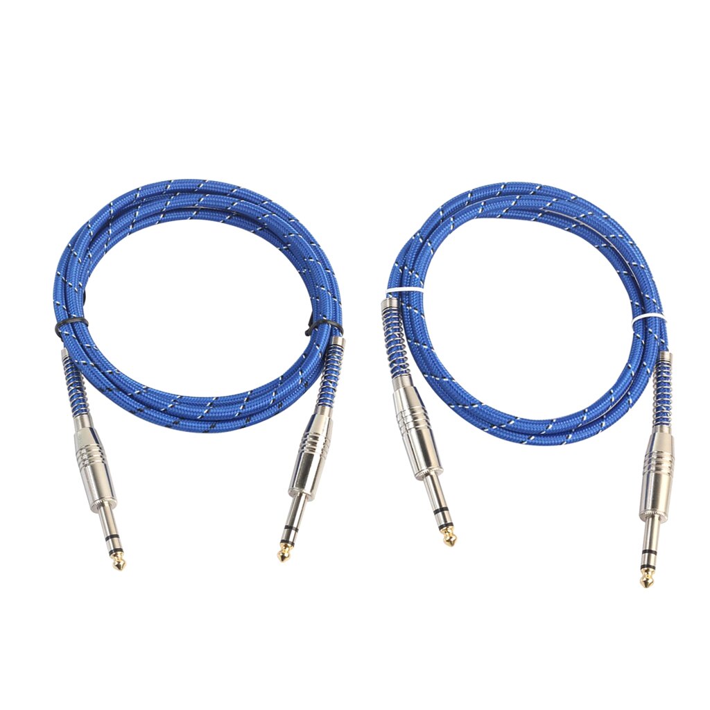 2x Blue Braided 6.35mm TRS Male To Male Cables Bal... – Vicedeal