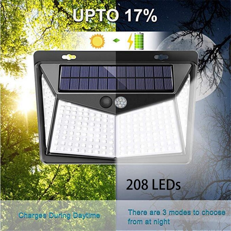208 LED Outdoor COB 3 Modi Solar Lamp PIR Motion S... – Grandado