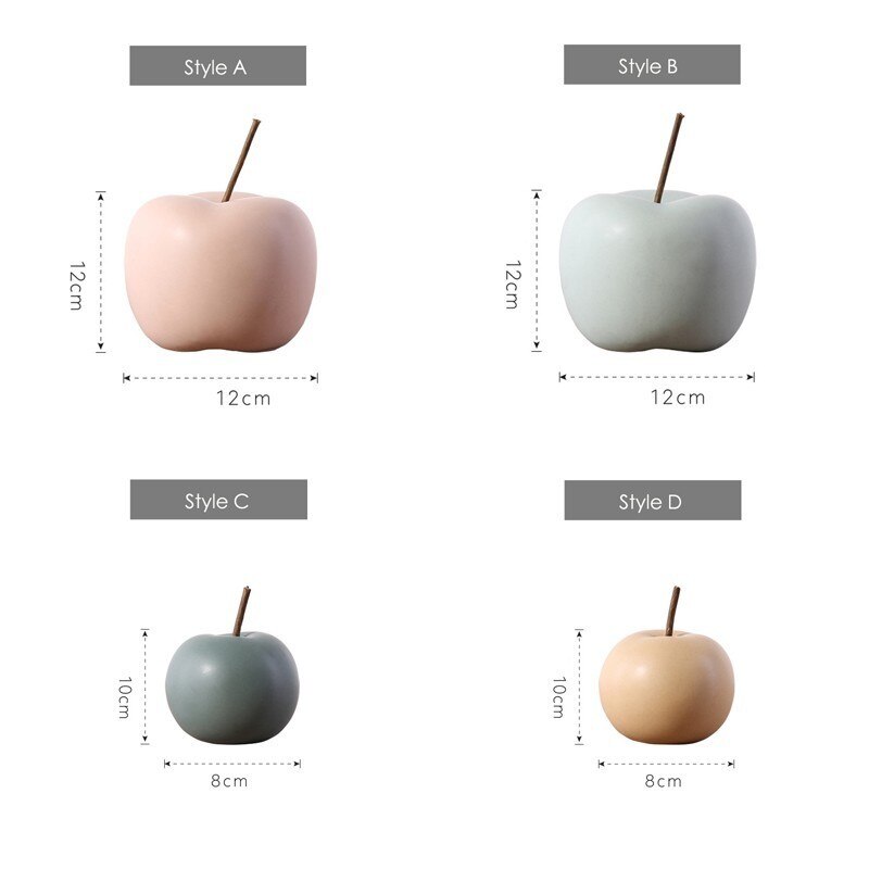 Modern Style Home Decor Ceramic Apple Figurines Ar... – Grandado