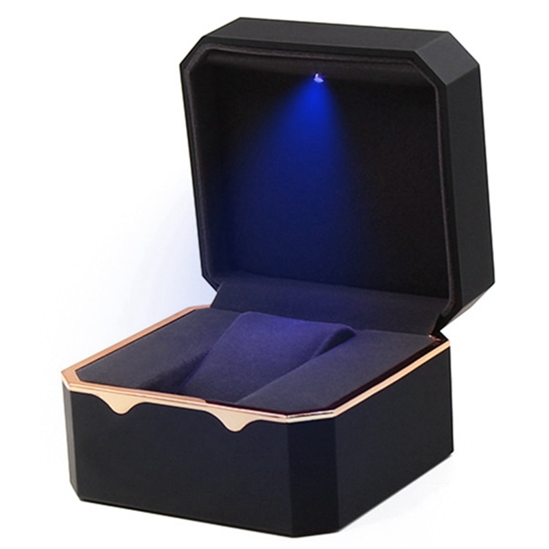 Watch Box with Octagonal Gold Edge with Light, Pai... – Grandado