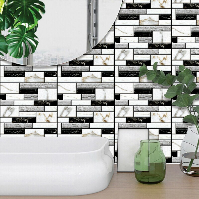 ! 10 Pcs Wall Tile Sticker Home Bathroom Kitchen B... – Grandado