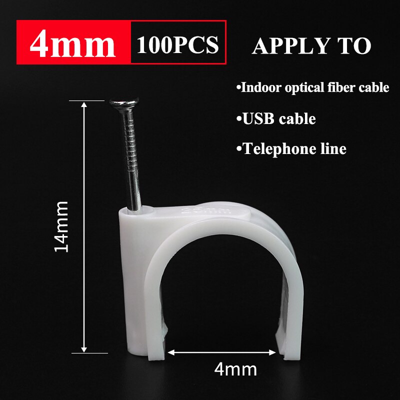 100PCS Round Cable Wire Clips 4mm 6mm 8mm 10mm Cab... – Grandado