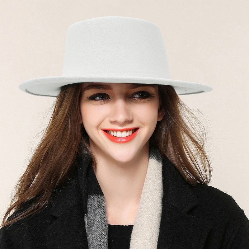 Winter Autumn Top Jazz Hat Women White Fedoras Lad... – Grandado
