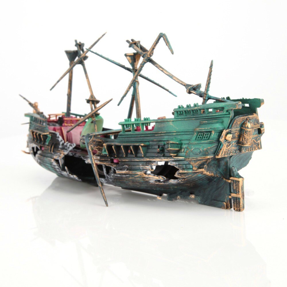 Large aquarium ship wreck fish tank decorative air... – Grandado