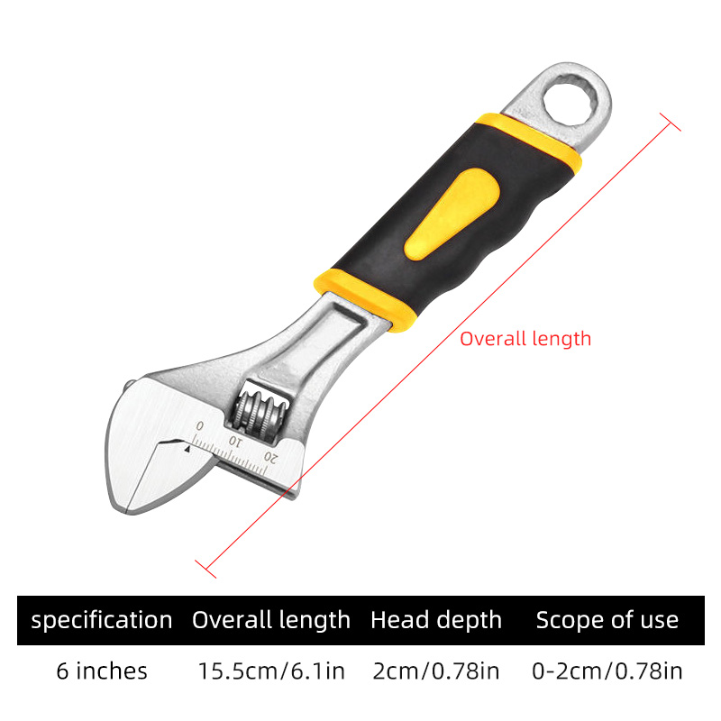 Dual color handle adjustable wrench 6-inch adjusta... – Grandado