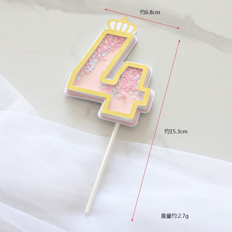 Número bolo topper azul rosa coroa 1 2 3 4 5 digit... – Vicedeal