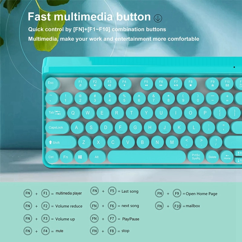 2.4G Wireless Keyboard Mouse Combo 84 Round Keys C... – Grandado