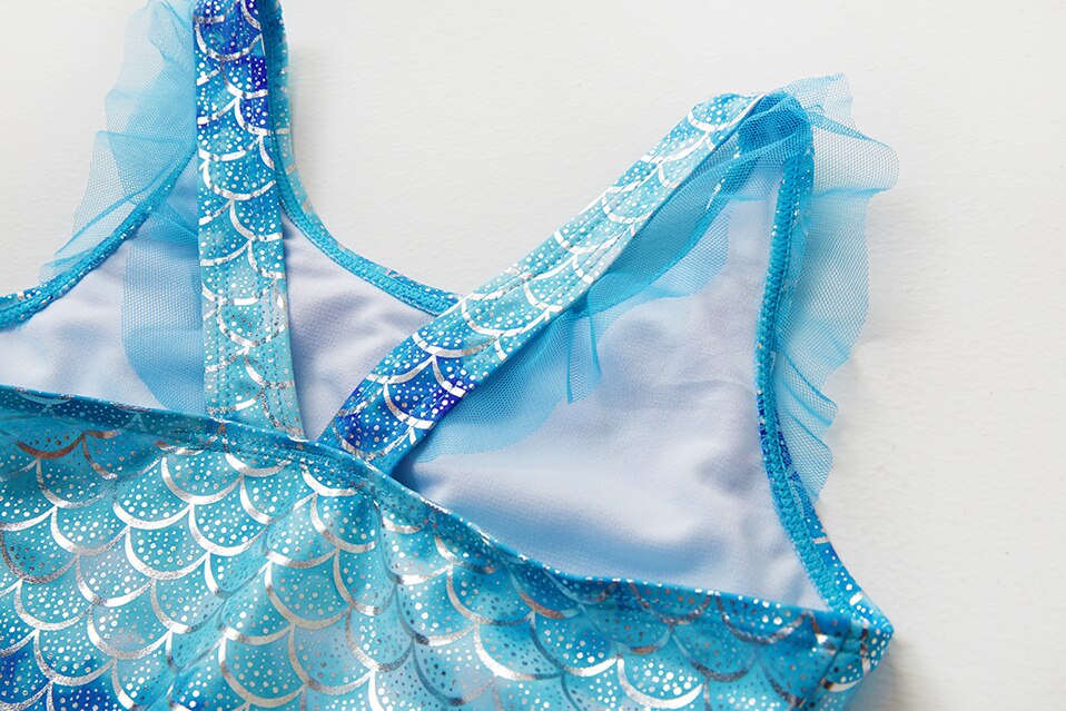 Girls Swimsuits One Piece Blue Mermaid Tutu Swimwe... – Vicedeal