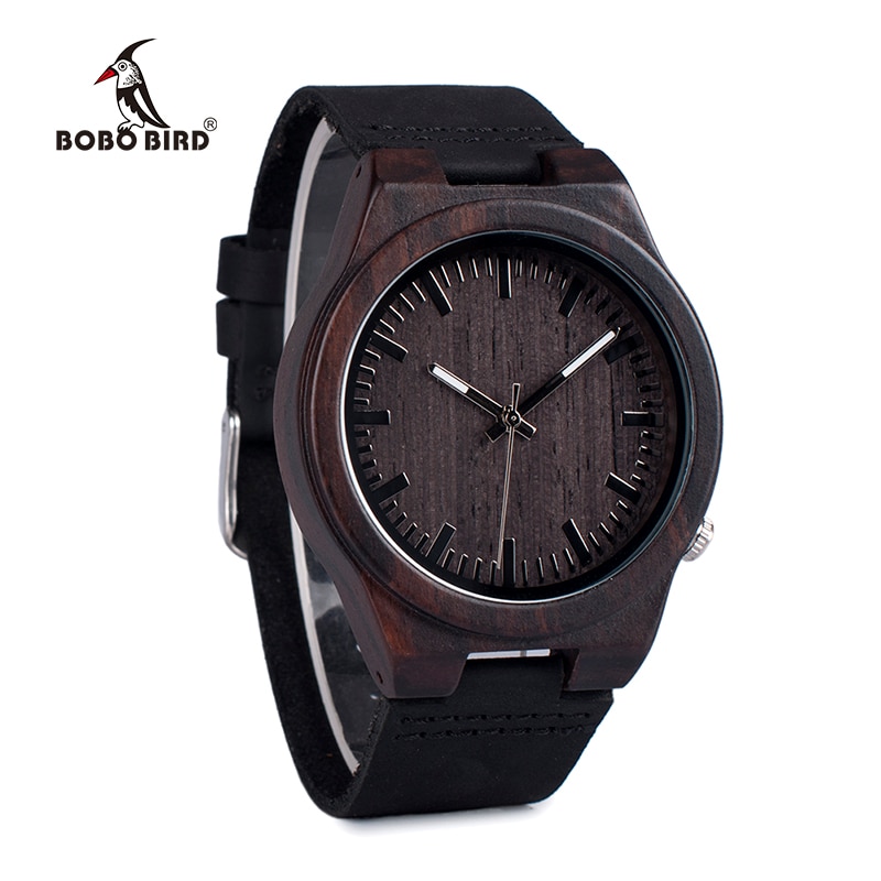 BOBO BIRD WB12 Men's Asymmetric Ebony Wooden Watch... – Grandado