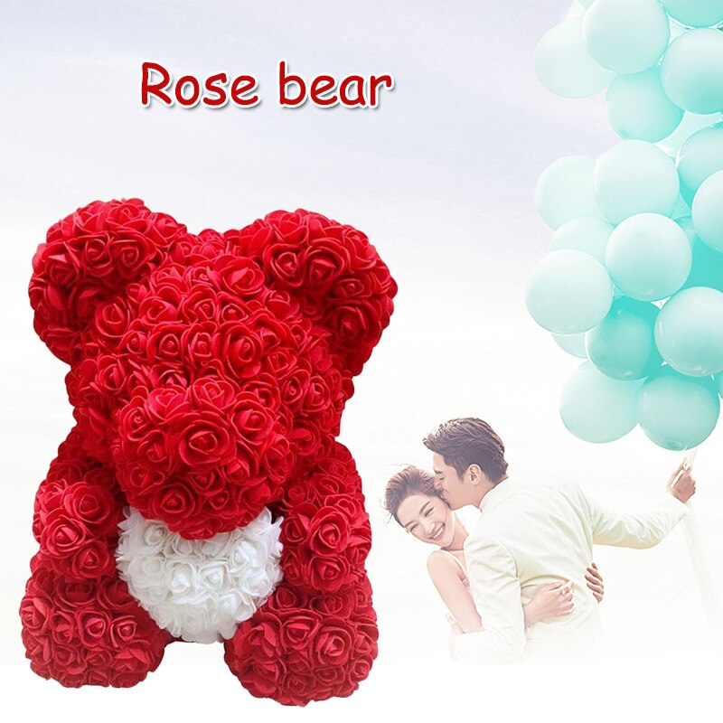 Lovely Big Red Rose Flower Bear Toys Ornaments for... – Vicedeal
